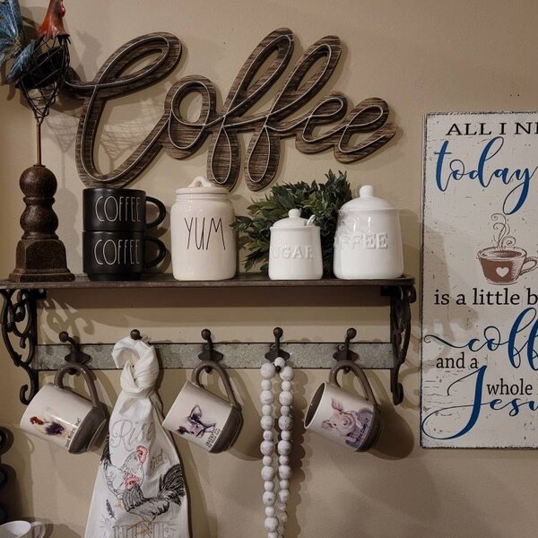 Kitchen Sign | Christian Kitchen | All I Need Today | Coffee and Jesus ...