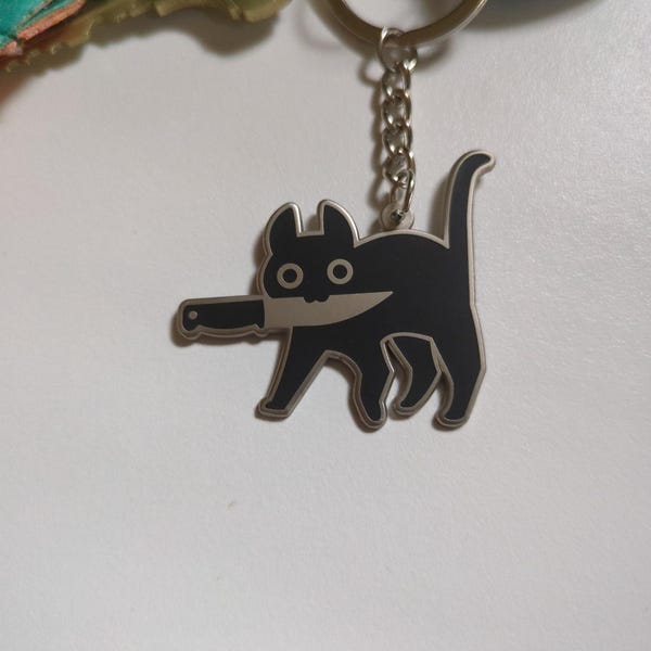 Knifecat Metal Keychain - Etsy
