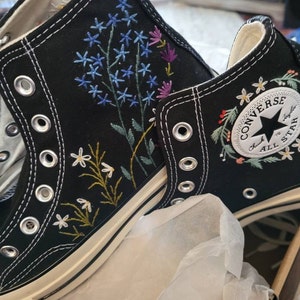Blue Butterfly Floral Embroidery Converse Cottagecore Natural - Etsy