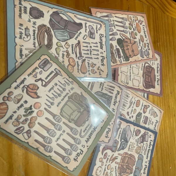 DND Equipment Packs | Complete Set of Visual Aid Reference Cards ...