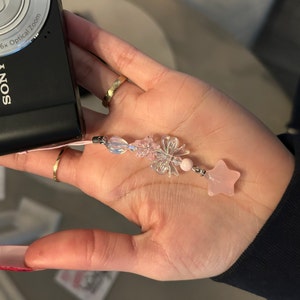 Pink Phone Charm Cute Beaded Keychain Aesthetic Phone Straps Y2k Star ...