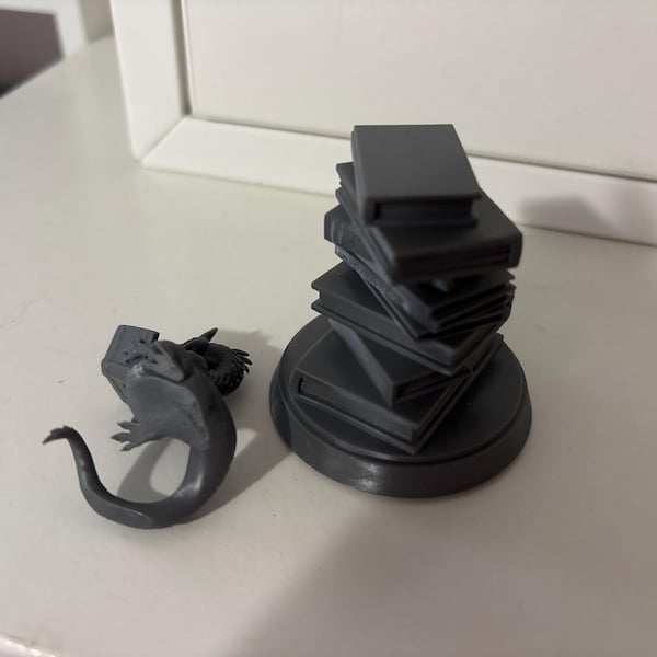 Dragon Reading Book Statue, 3D Printed Resin Art Sculpture, Outdoor ...