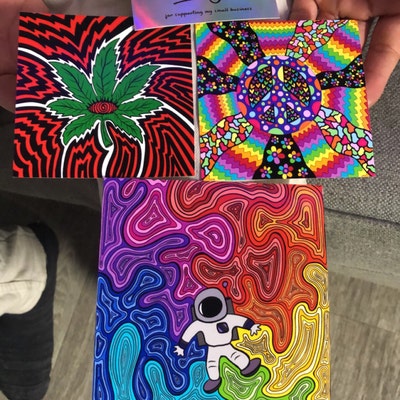 In the Middle Painting Polka Dot Mini Art Psychedelic Trippy Rainbow ...