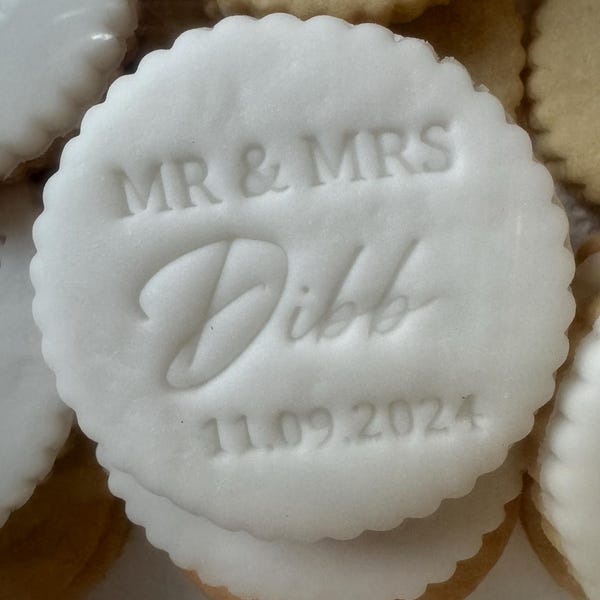 CUSTOM Names Mr and Mrs With Date Cookie Biscuit Stamp (fits M&S ...