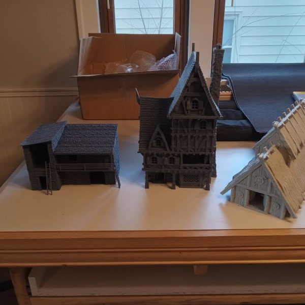 Town Buildings Set 3D Print, Modular Village District, 28mm Terrain ...
