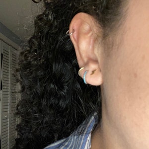 Turquoise Hoop Earring Sterling Silver Earring Dainty Hoop Huggie Hoop ...