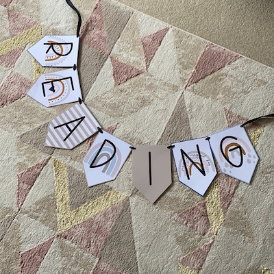 BOHO RAINBOW Bulletin Board Signage Editable Boho Bunting Neutral ...