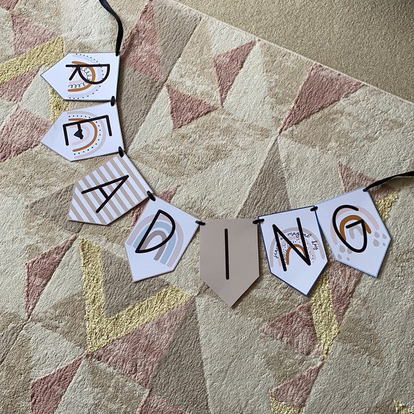 BOHO RAINBOW Bulletin Board Signage | Editable Boho Bunting | Neutral ...