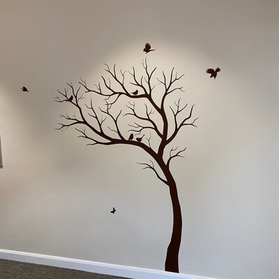Wall Decal Large Tree Decals Huge Tree Decal Nursery With Birds White ...