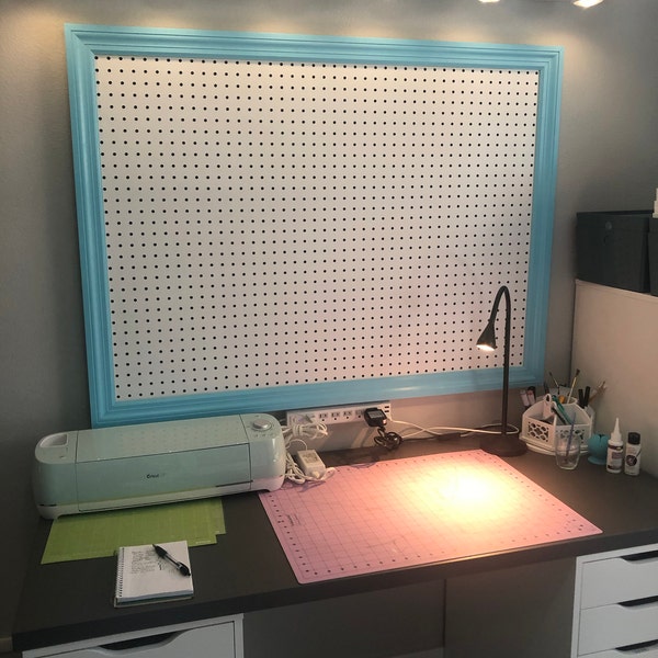 44" X 35" Beautiful Framed Pegboard | Peg Board Organizer | Craft Room ...