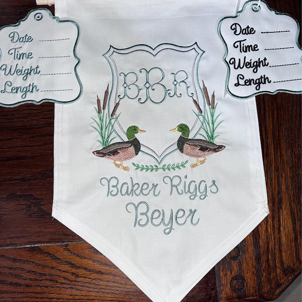 ITH Birth Stats Tag Machine Embroidery Design: Southern Baby Banner ...