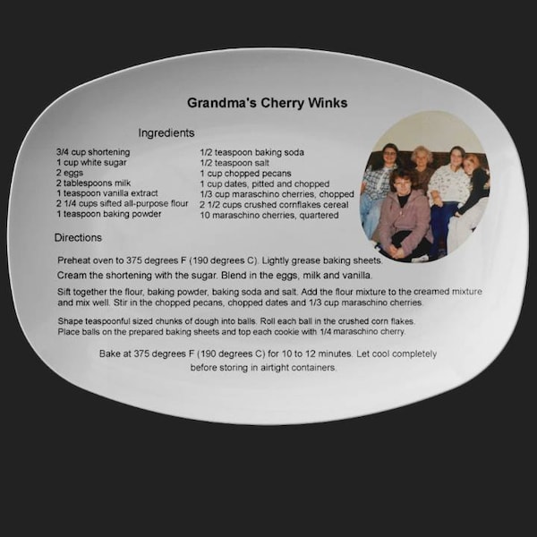 Handwritten Recipe Platter With Photo, Personalized Handwriting Recipe ...