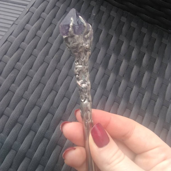 Dark Crystal Hair Stick, Raw Amethyst Hair Stick, Crystal Hair Stick ...