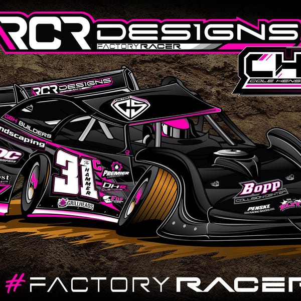 Cartoon Dirt Late Model Race Car Highly Detailed Vector Image in .svg ...