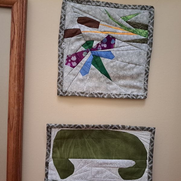 DRAGONFLY WITH CATTAILS Paper Pieced Pattern in Pdf, Instant Download ...