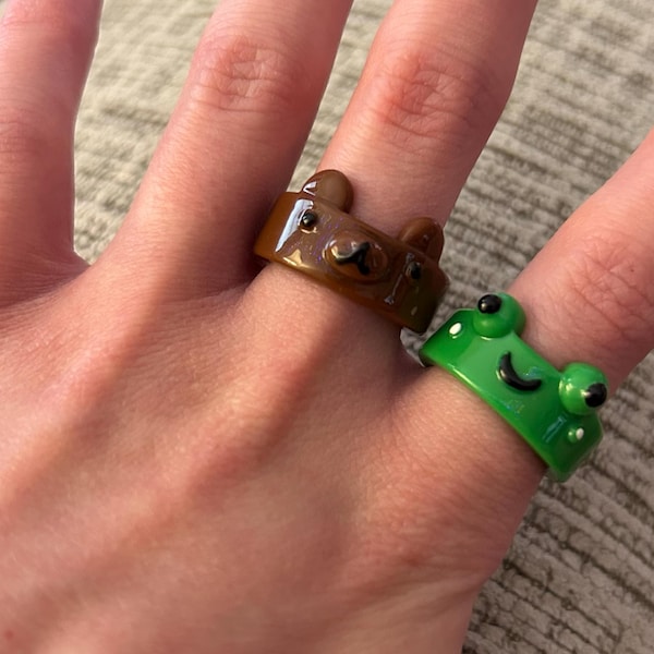 Kawaii Y2k Plastic Bear Statement Rings - Etsy