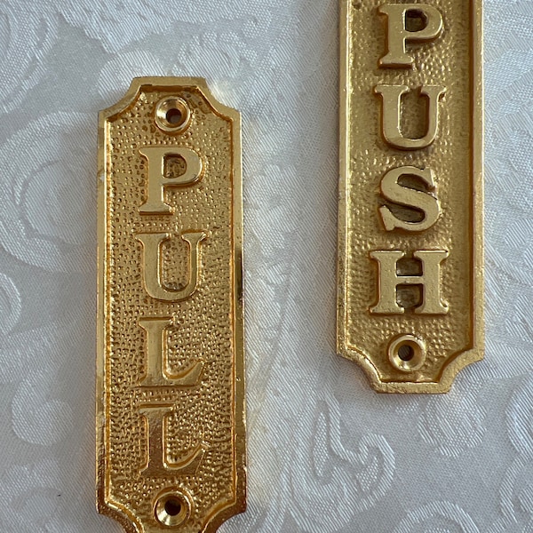Vintage Victorian English Style Brass Plated PUSH & PULL Door Sign ...