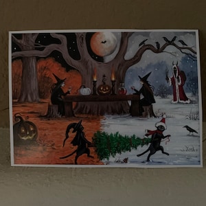 Witch's Story 4x6 Halloween Witch Black Cat Ryta Print of Original by ...