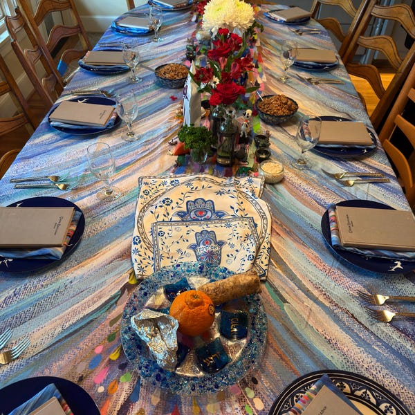 Crossing the Red Sea Passover Tablecloth: Hand-painted Cotton Seder ...
