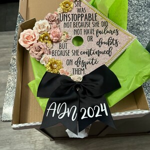 Graduation Cap Topper All That I Am Flowers Glitter Customize Colors ...