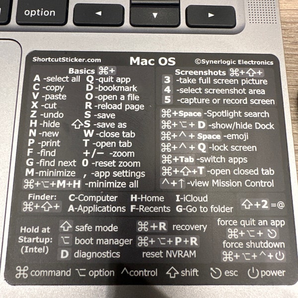 Excel (for Mac) Cheat Sheet Reference Guide Shortcut Sticker - Black ...