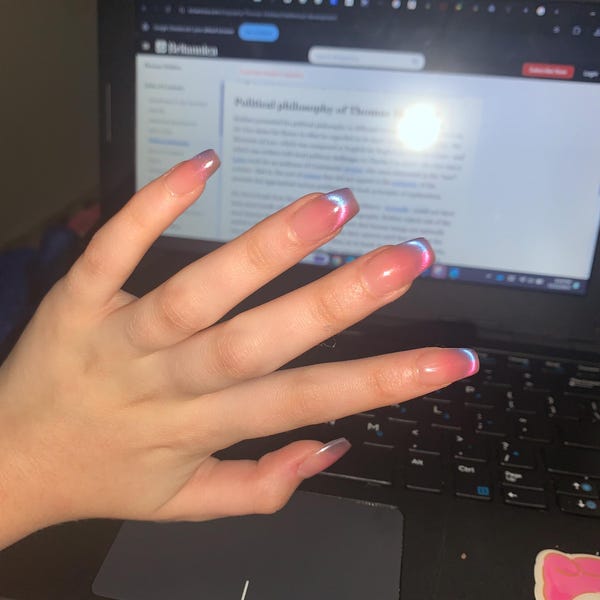 Fairy Blue Purple Double Cat Eye French Style Nails| Reusable Press on ...