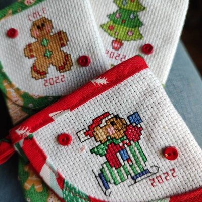 Cross Stitch Button Tree Ornament, Crafty Christmas Decoration, Folk ...