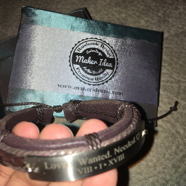 Custom Engraved Bracelet, Personalized Leather Bracelet, Custom Mens ...