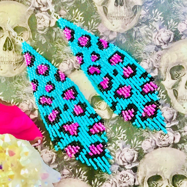 Snake Beaded Earrings Pattern Brick Stitch Fringe Earring Seed Bead ...