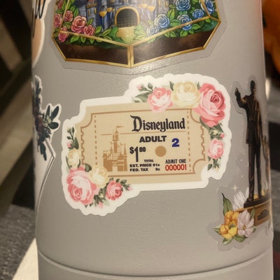 Disneyland Admission Ticket Sticker/ Retro Floral Disney Laptop ...