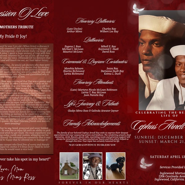 Funeral Program 17x11editable Template TRIFOLD Womens Purple in Loving ...