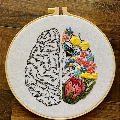 Hand Embroidery Pattern BRAIN'S GARDEN, Anatomical Brain PDF Embroidery ...