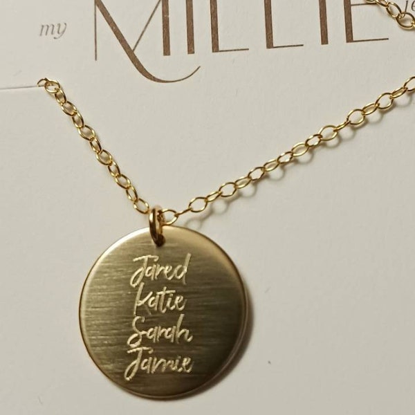 Personalized Disc Necklace • Custom Disc Jewelry • Large Disc Pendant ...