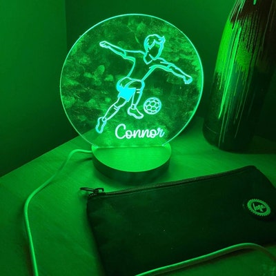 Personalised LED Desk Table Lamp Football Design Night Light Custom ...