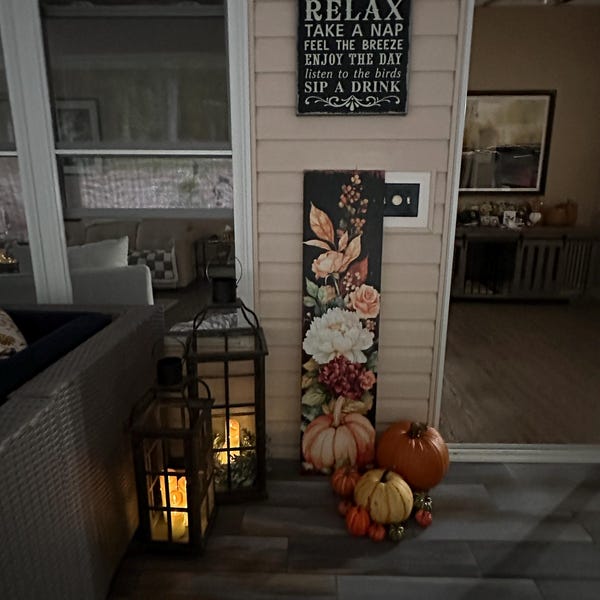 Hello Fall Porch Sign Front Porch Fall Welcome Sign With Vintage Autumn ...