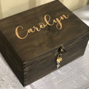 Engraved Name Box Personalised Wooden Box Keepsake Memory Box Jewellery ...