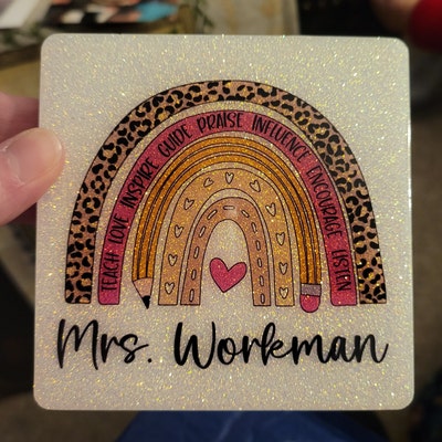 Retro Resin Teacher Coaster Custom Desk Coaster Composition - Etsy