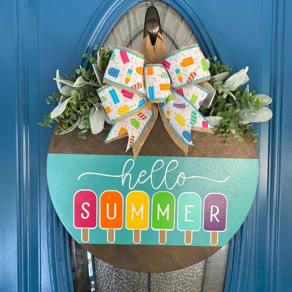 Summer Front Door Decor | Hello Summer | Popsicles | Summer Door Hanger ...