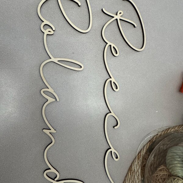 Wood Script Nursery Baby Room Name Laser Cut Sign Cursive First and ...