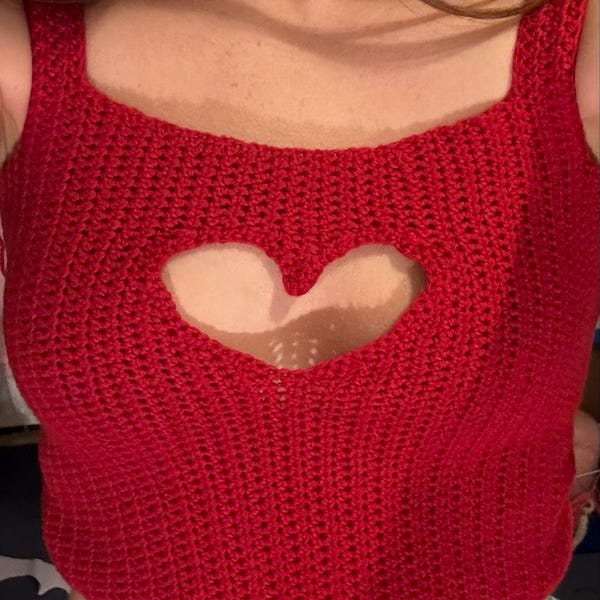 Open Heart Top Crochet Pattern PDF, Crochet Top, Heart Top, Crocheted ...