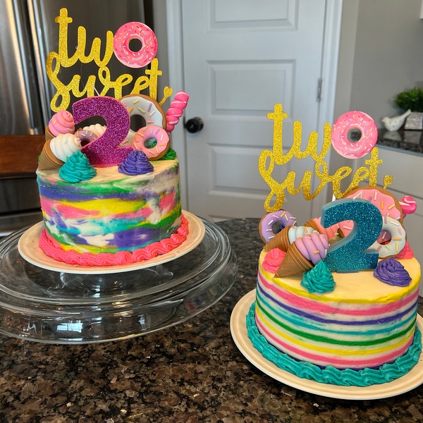 Cyber Sale Two Sweet Cake Topper Glitter - Second Birthday. Birthday ...