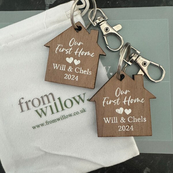 Personalised First Home Keyrings, New Home Keyrings, House Keyrings Set ...