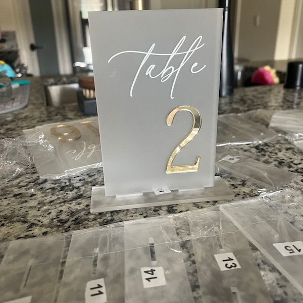 Frosted Acrylic Arch Table Numbers - Frosted Acrylic Sign - Wedding ...