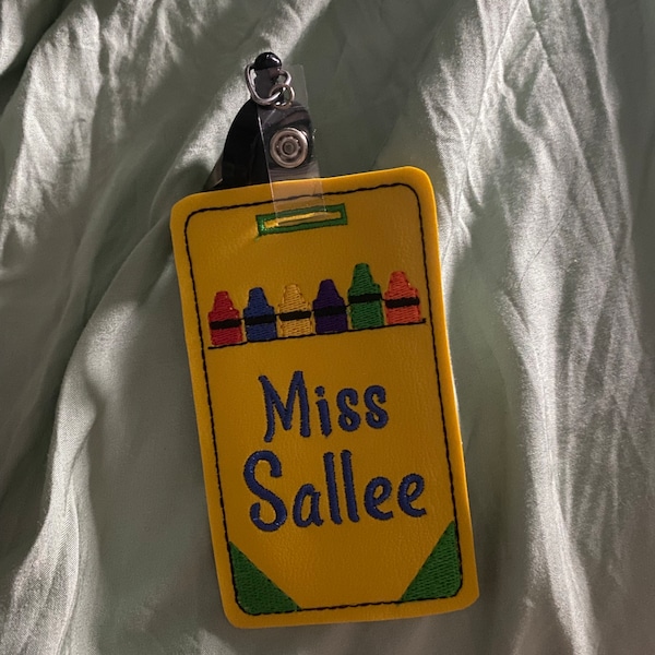 Personalized Crayon ID Badge Holder - Pencil Employee ID Holder ...