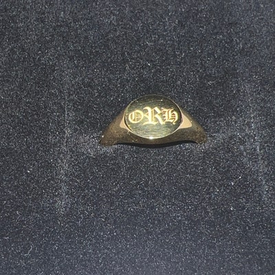 14K Gold Filled Signet Monogram Ring, Initial Gold Signet Ring ...