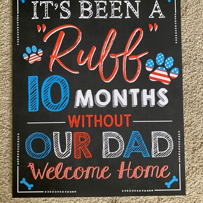 Welcome Home Dog Sign Dad Pet Homecoming Back From Deployment Best ...