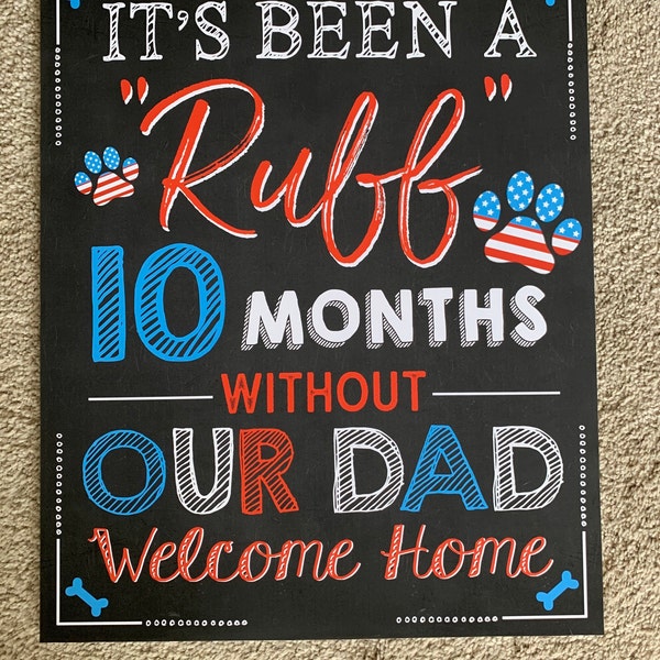 Welcome Home Dog Sign Dad Pet Homecoming Back From Deployment Best ...