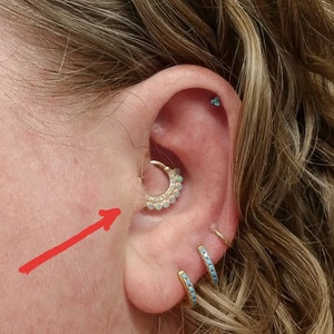 14k Gold Daith Piercing ,septum,blue Opal Clicker Ring..16g..8mm5/16 ...