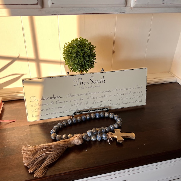Blessing Bead Garland With Cross and Tassel (small) - Etsy