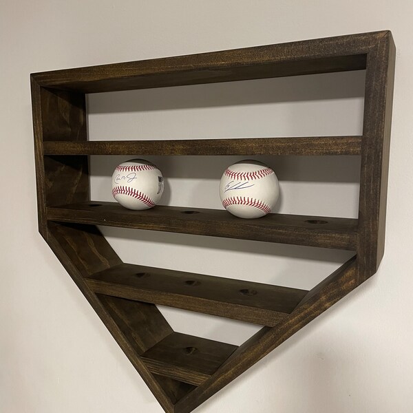 Large Baseball Display Shelf, Holds 20 Baseballs and 16 Championship ...